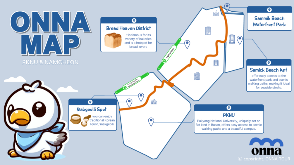 [ONNA TOUR] BUSAN 1DAY - PKNU, NAMCHEON, GWANGAN Route Guide BOOK