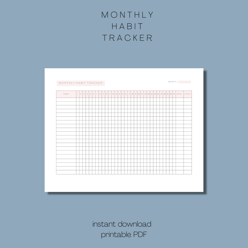 Monthly Habit Tracker Printable | Goal Setting | Goal Planner | Habit ...