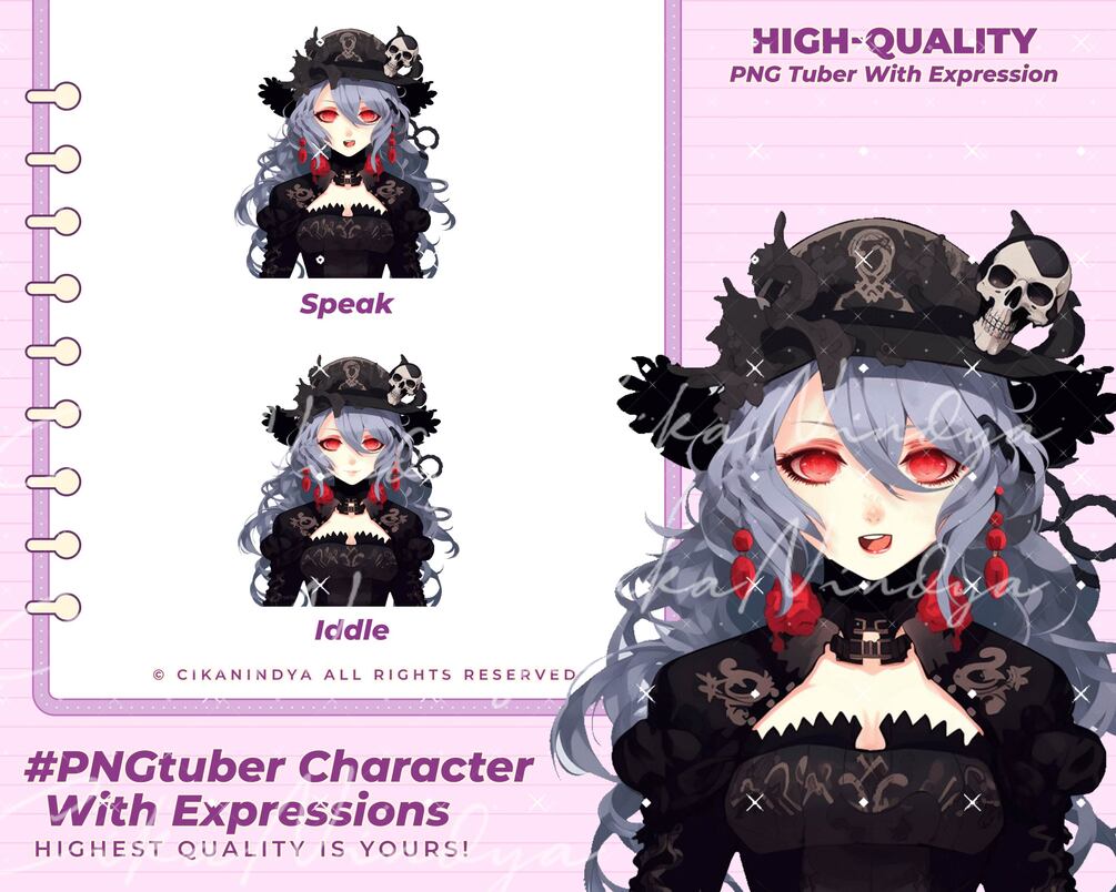 PNG Tuber | PNG Tuber Character Girl with Black Hat for Streaming | Get ...