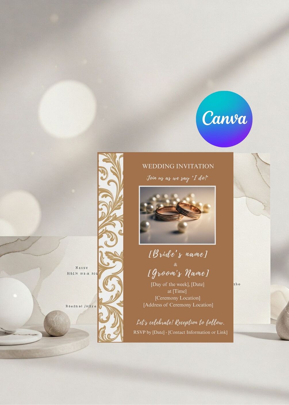Wedding Invitation Card Template (5" x 7"), Indian Wedding Invitation ...