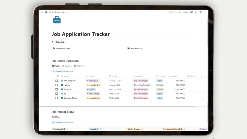 Job Application Tracker Notion Template