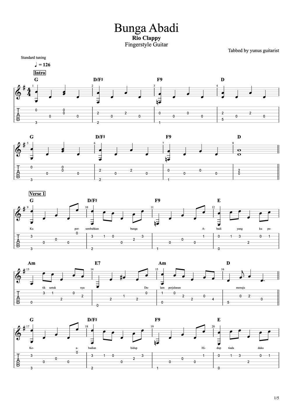 TAB+Lirik. Bunga Abadi - Rio Clappy (PDF)