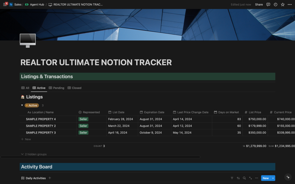 Realtor Ultimate Tracker/Operations Page