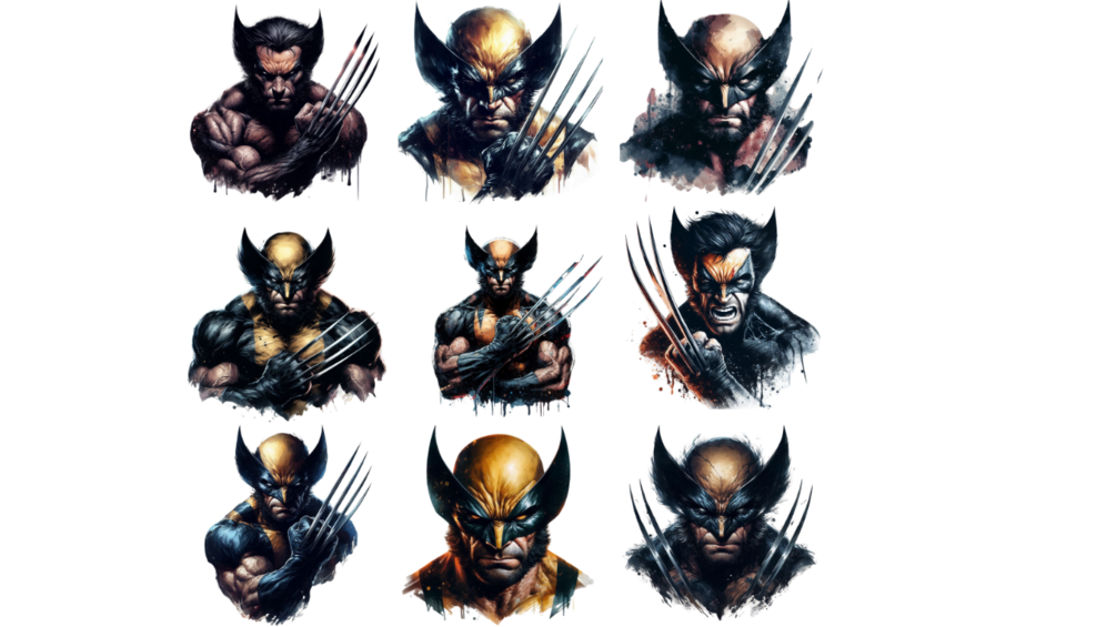 9 Watercolor Wolverine PNG Design Pack , Wolverine Digital Art ...