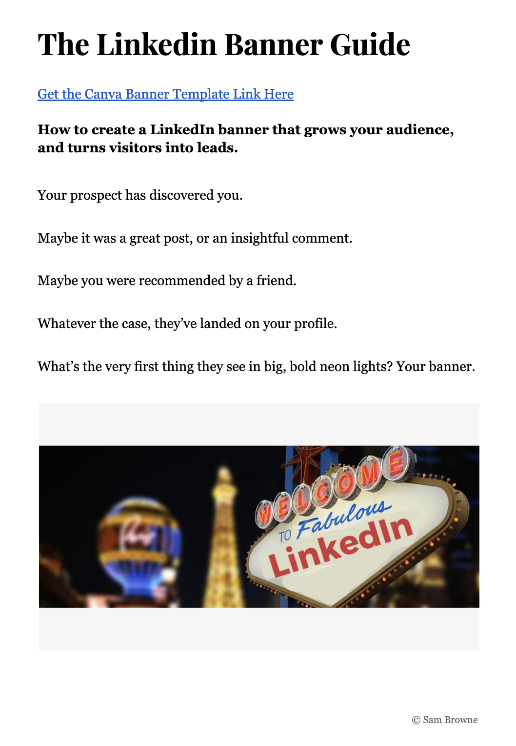 FREE DOWNLOAD - The LinkedIn Banner Guide