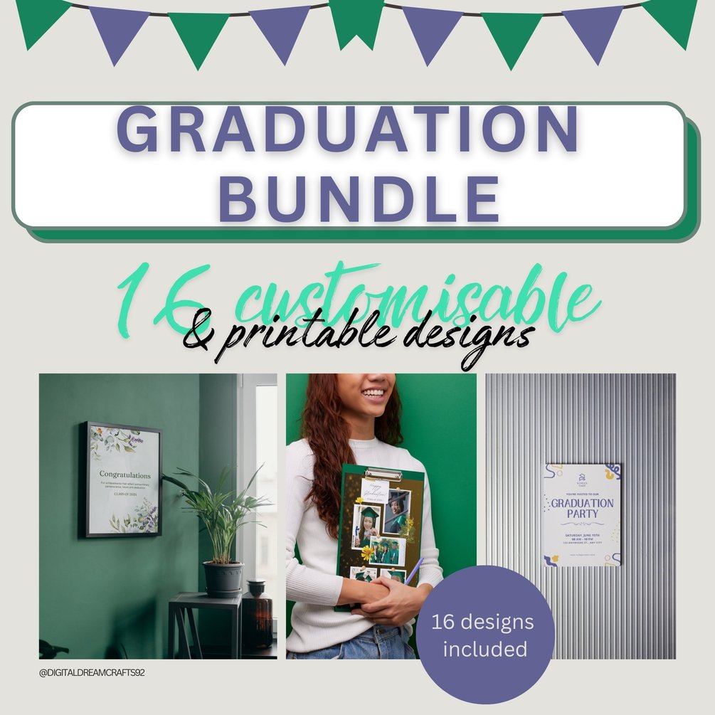 CUSTOMIZABLE Graduation Poster Canva Template Bundle