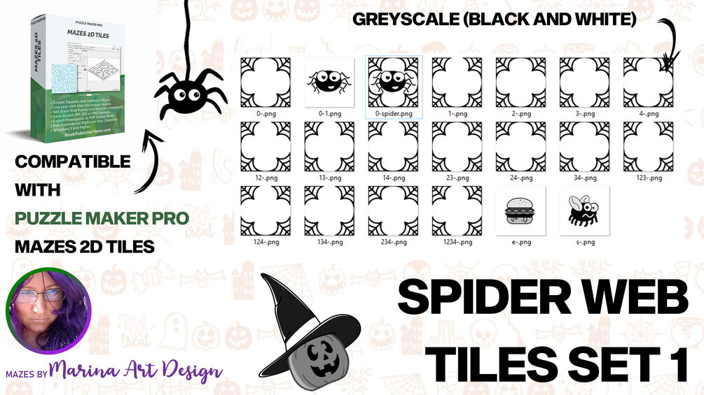 HALLOWEEN SPIDER WEB MAZE TILE SET STYLE 1