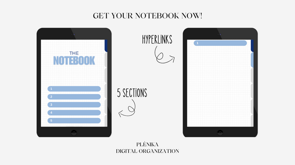 Light Blue Digital Notebook with Hyperlinked Sections