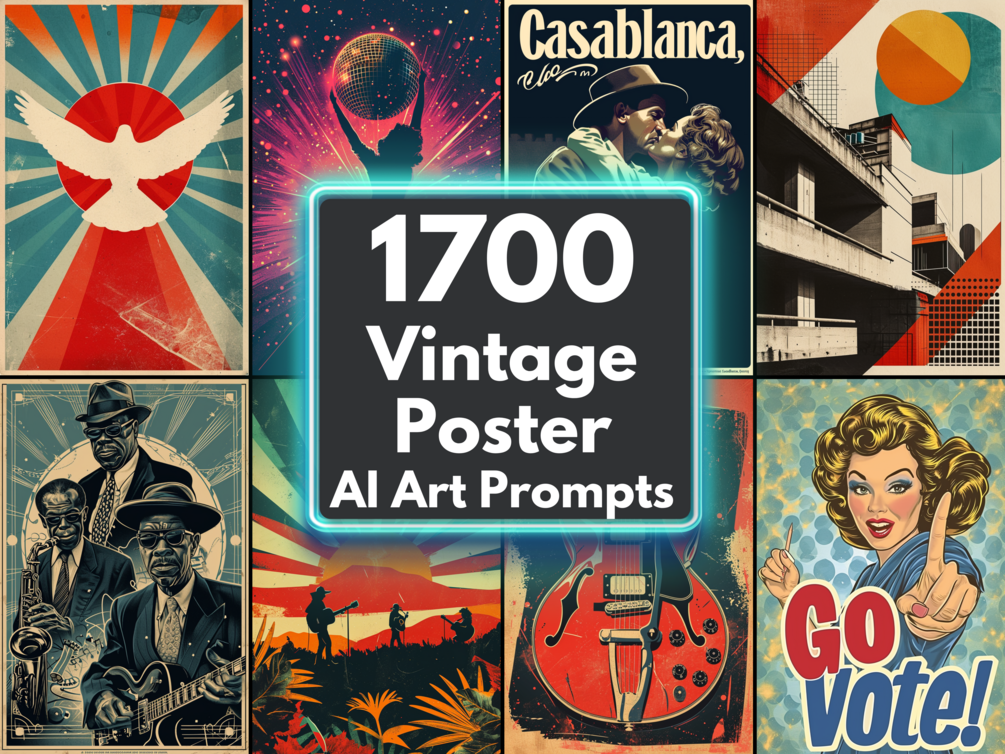 Vintage Poster AI Art Prompts | Text-to-image Midjourney Dall-E Stable ...