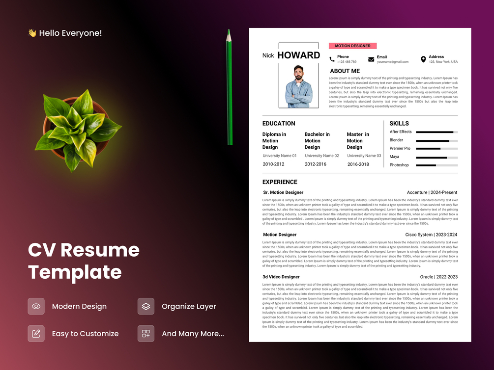 Resume / CV Template - Nick Haward (Free Download)