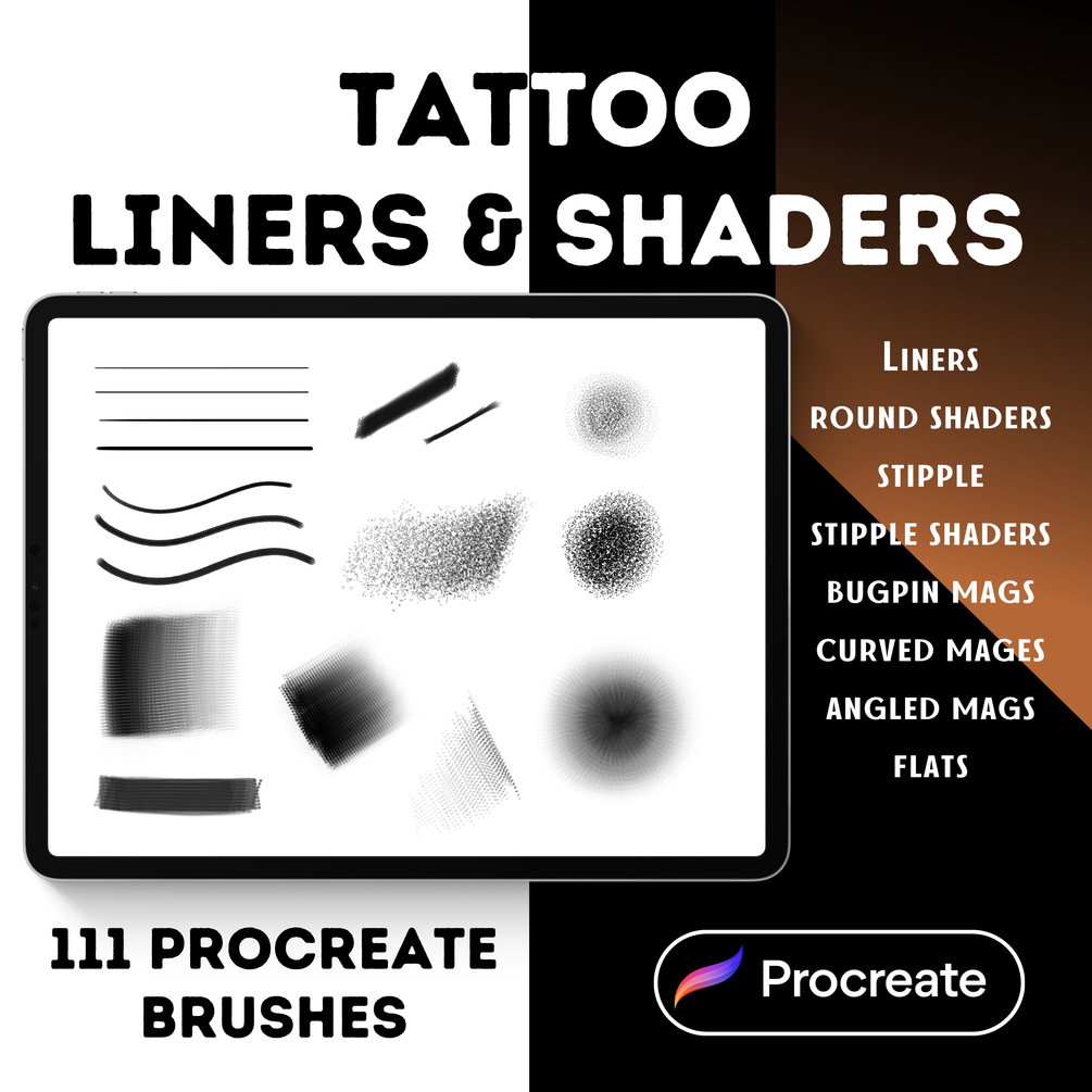 111 Procreate Tattoo liners and shaders – Liners, Bug Pins, Curved Mags ...