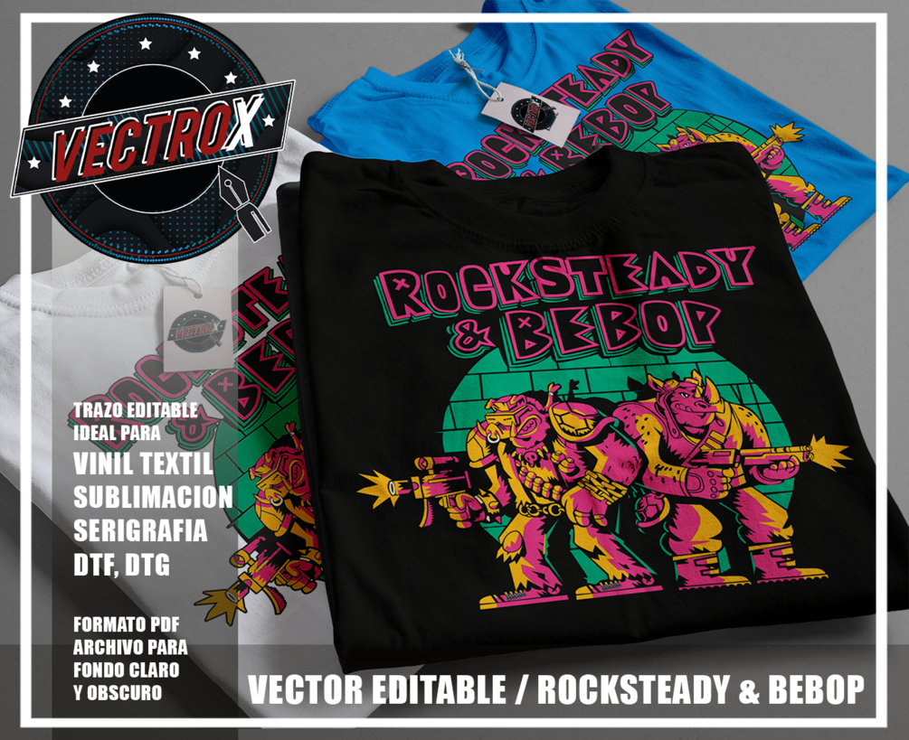 Vector Editable - Rocksteady And Bebop