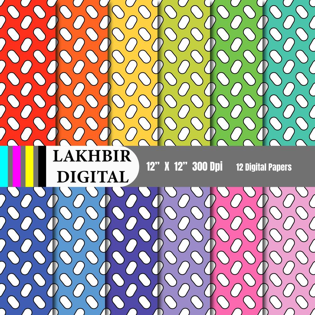 Luxe Dotted Delights Digital Papers Pack of 12 - LAKHBIR DIGITAL | (P4 W2B)