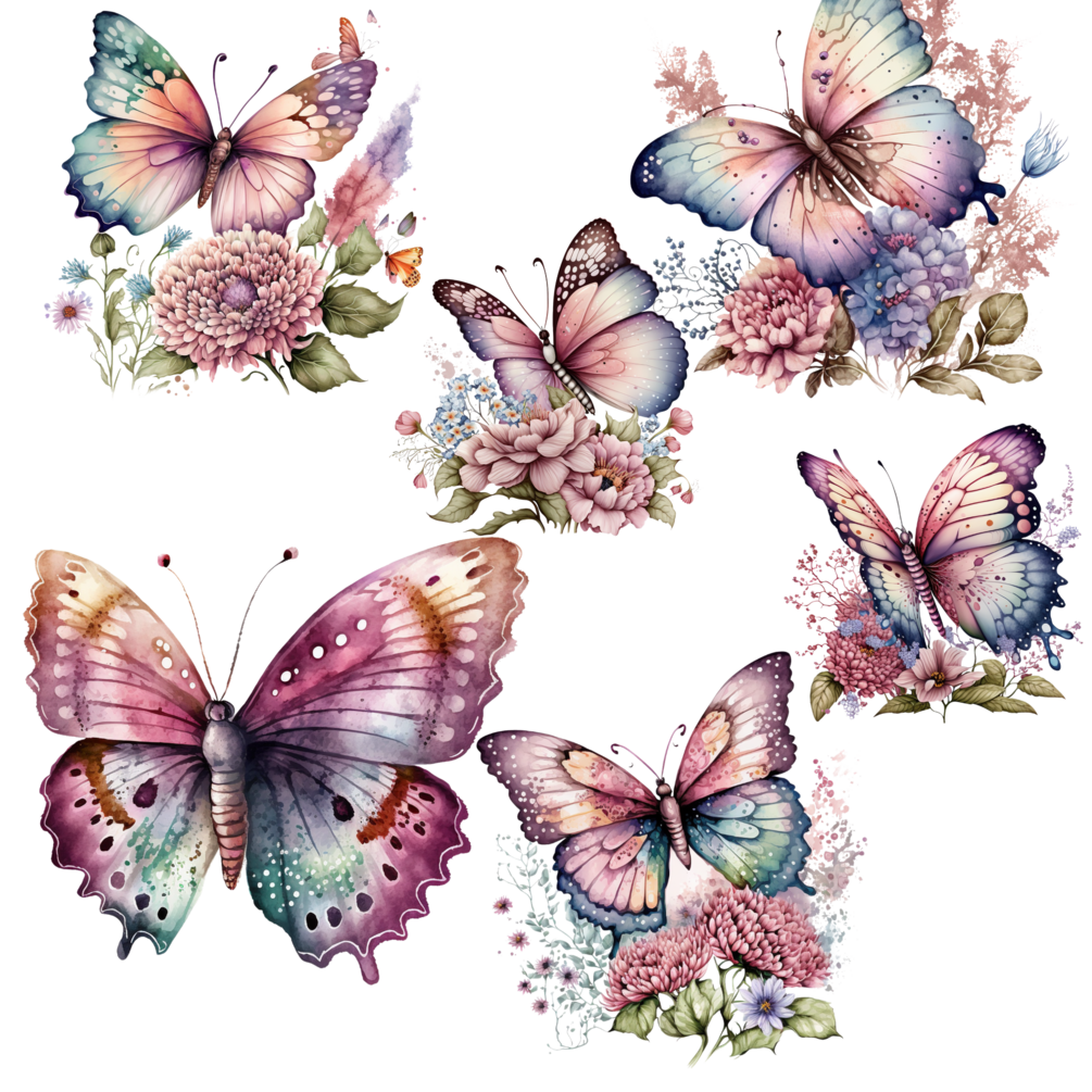 Clipart Bundle - Butterfly Watercolor Clipart - Stickers Clipart Bundle ...