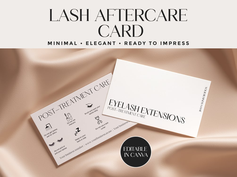 Editable Lash Aftercare Instructions Card – Eyelash Extension Care ...