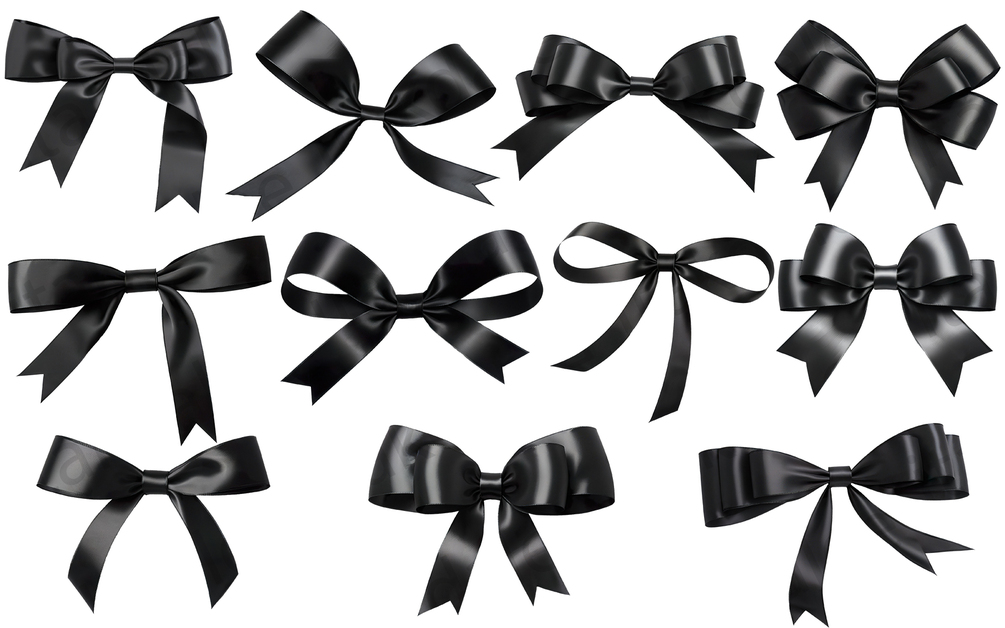 set of black ribbon bows