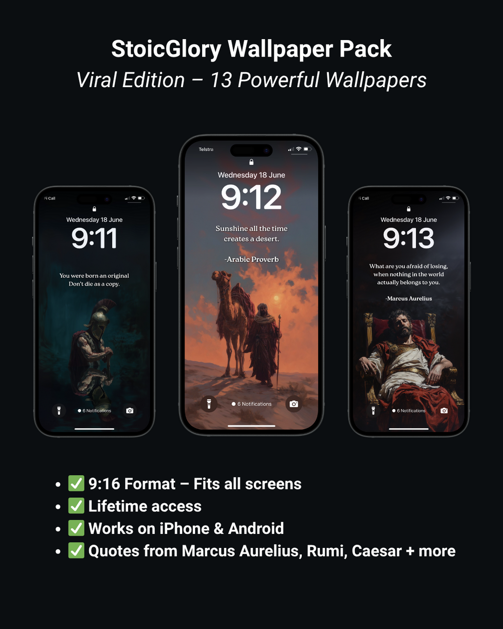 StoicGlory Wallpaper Pack – Viral Edition (12+ Aesthetic Backgrounds)