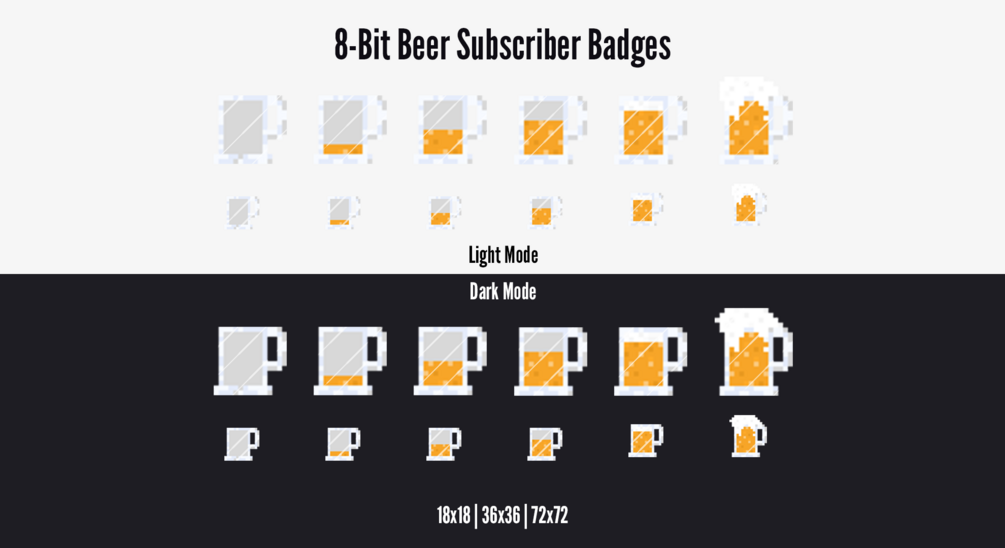 Twitch Subscriber Badges | 8 Bit Beer