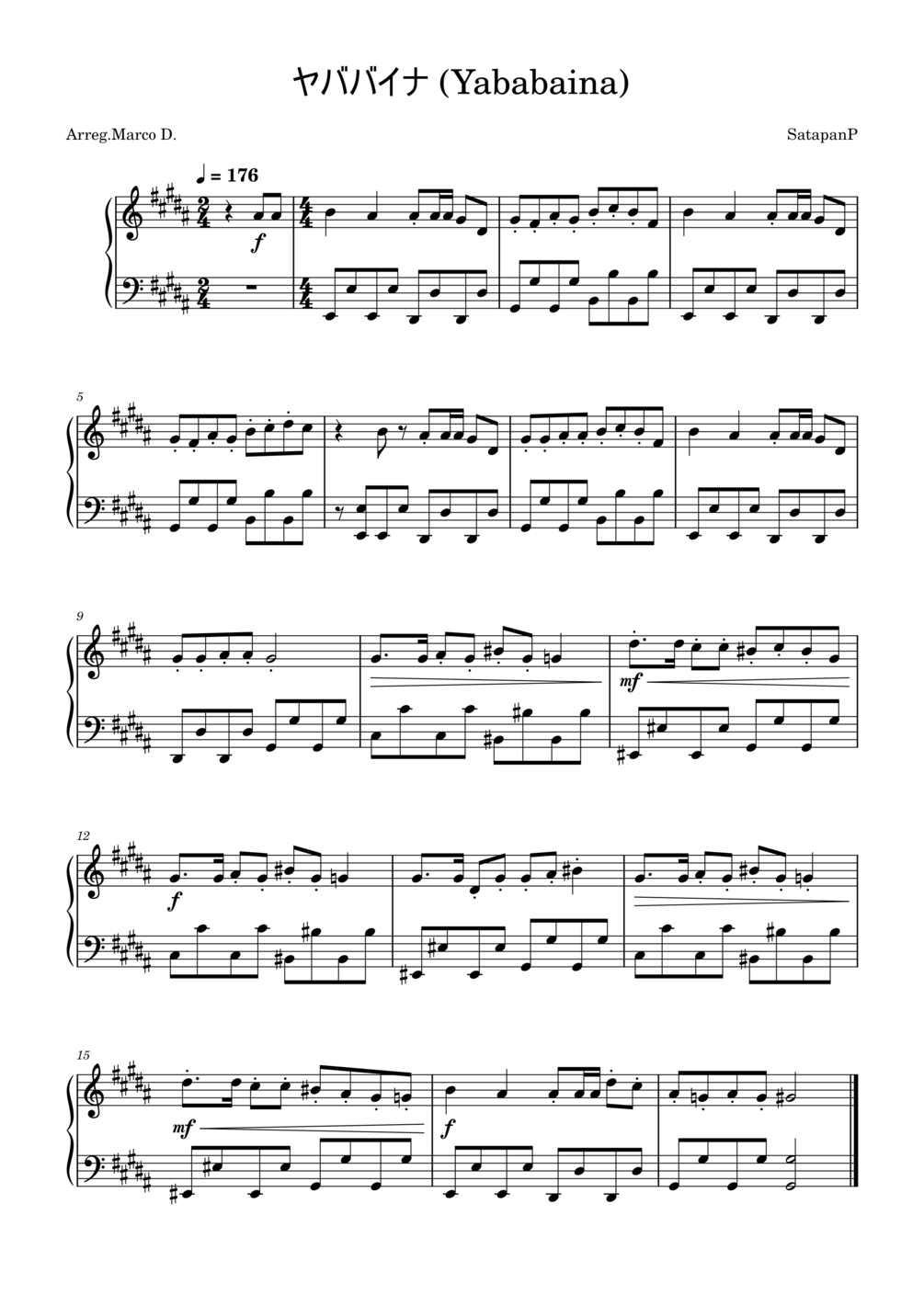 ヤババイナ (Yababaina) | SatapanP FREE SHEET