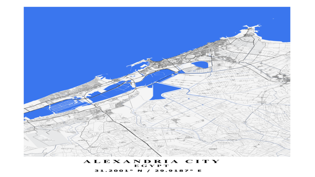 Stylish Map for Decoration, Alexandria City, Egypt
