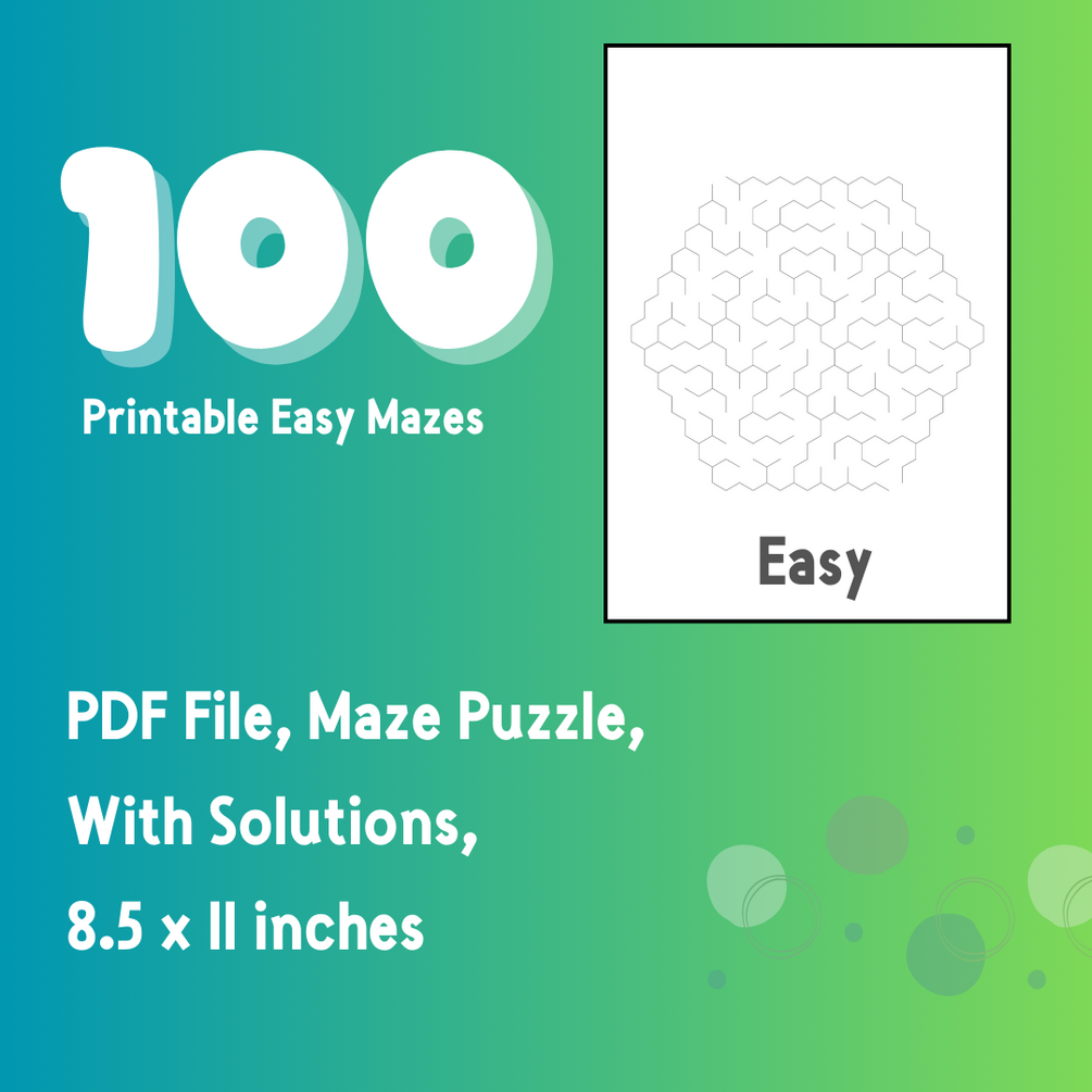 100 Printable Honeycomb Mazes, For Kids & Adults, PDF File, Maze Puzzle ...