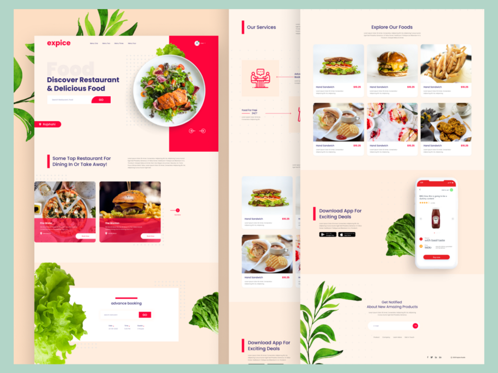 Expice Restaurant Template Landing Page