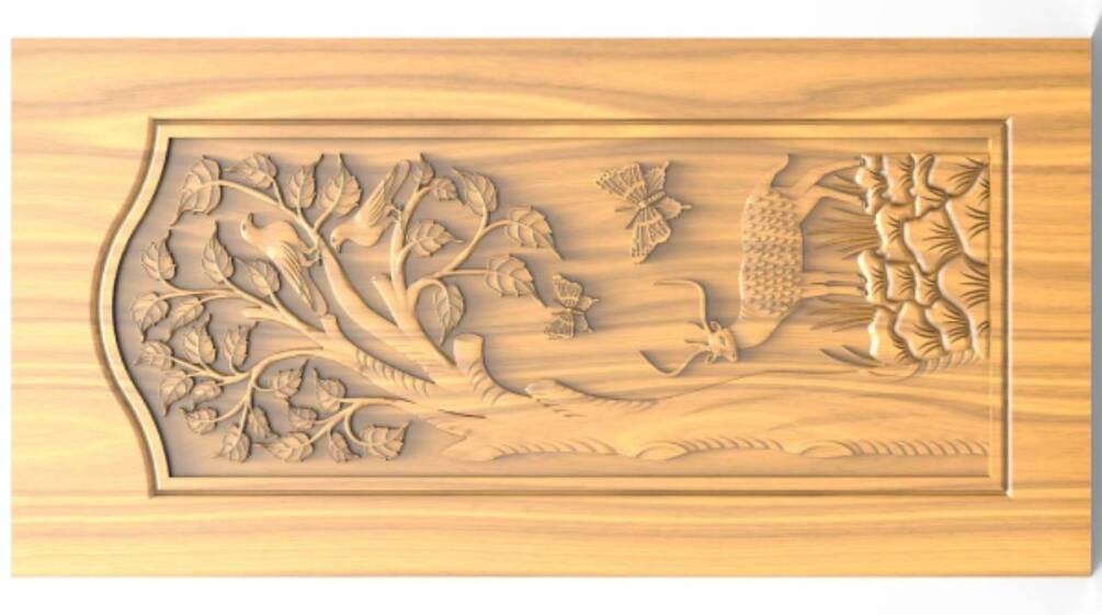 CNC ArtCAM Door Design with Nature-Inspired Wildlife Scene