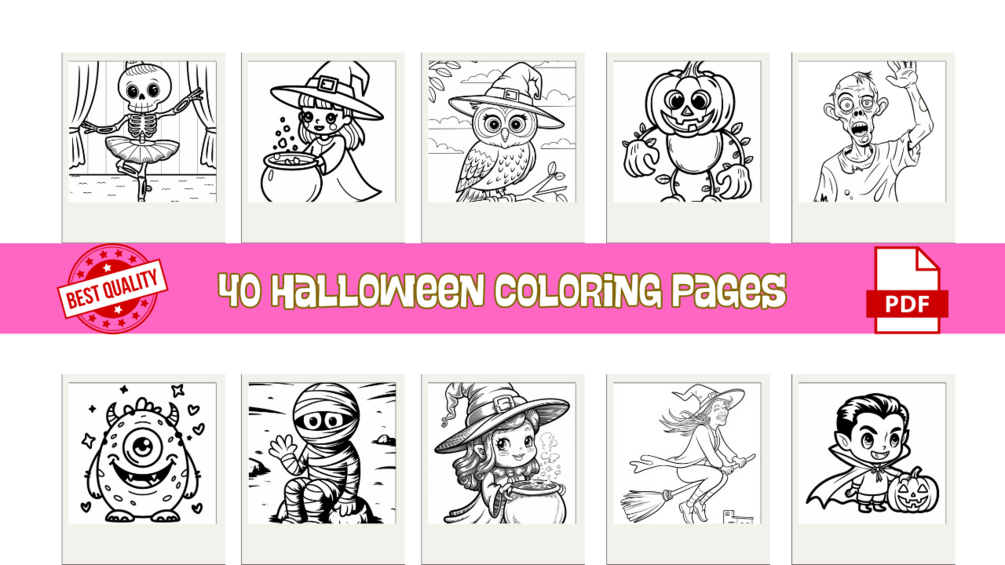 40 Halloween Coloring Pages for Kids Printable Activity Sheets with a ...