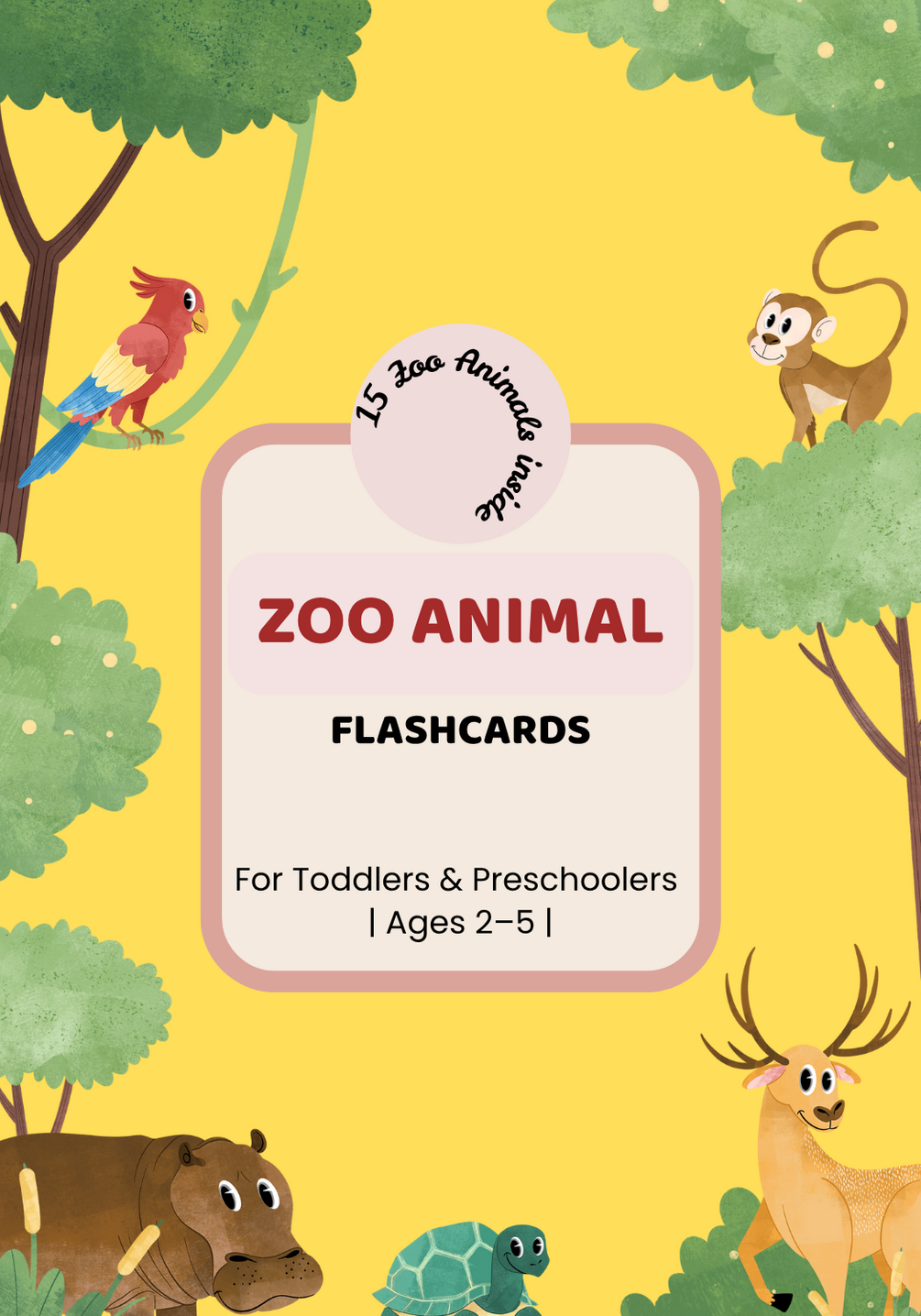 🦁 Zoo Animal Flashcards (Printable PDF) – 15 Fun & Educational Cards ...