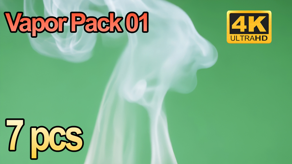 Vapor Pack01 - 7 pcs Vapor Effect Videos - Green Screen 4K