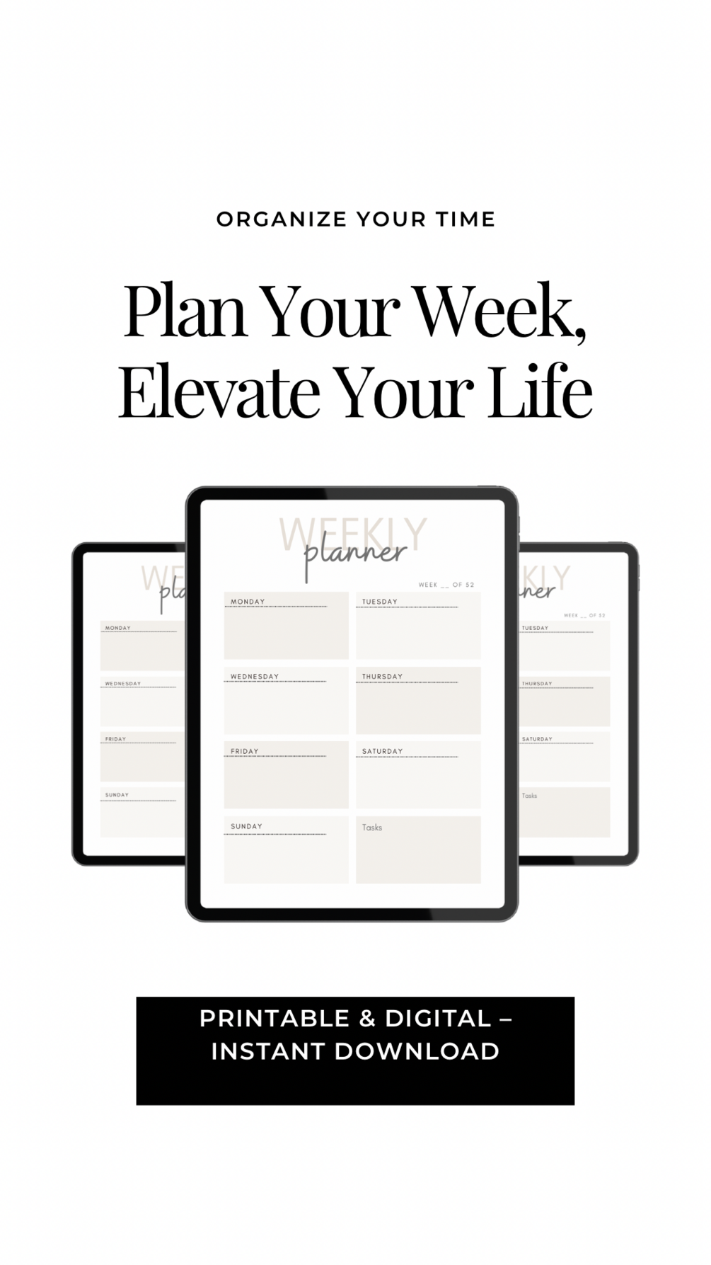 Minimalist Weekly Planner | Printable & Digital