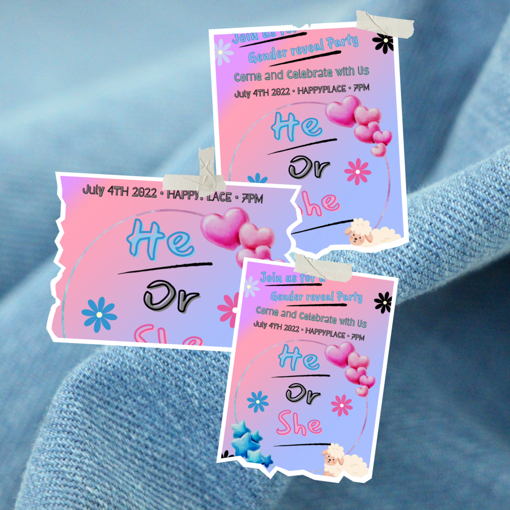 Digital Gender Reveal Announcement/template Editable
