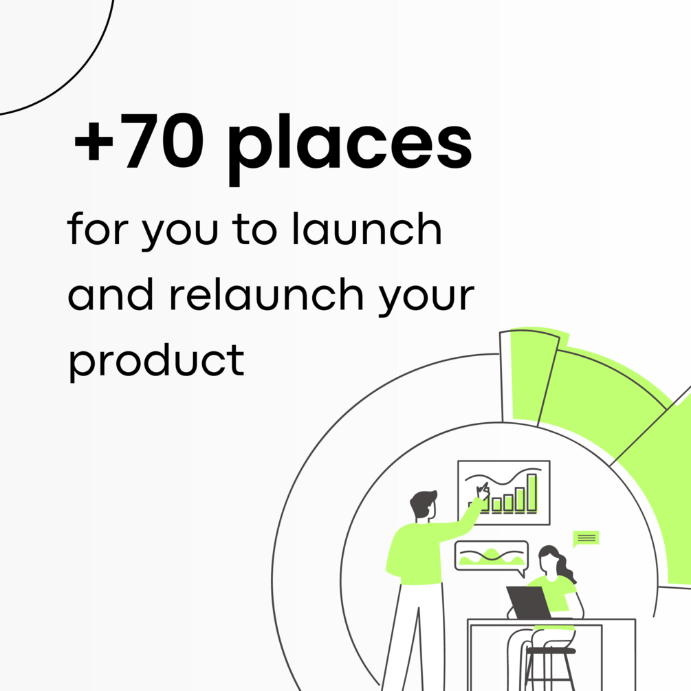 +70 places for you to launch and relaunch your product