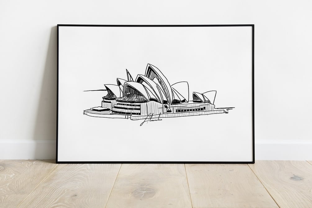 Sydney Operah House Hand-drawn Print by Alexandra Provenzano
