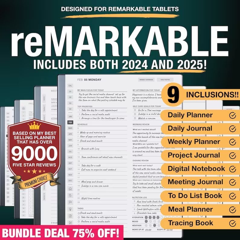 Ultimate reMarkable 2 planner Productivity Bundle, 2024, reMarkable 2 ...