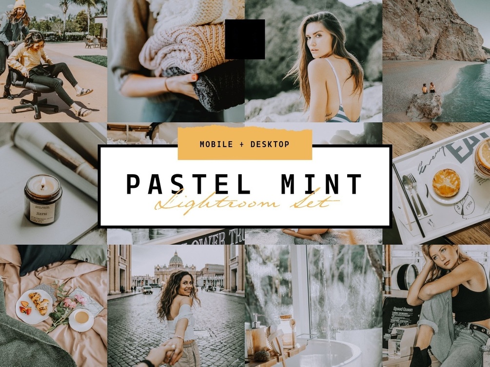 4 Lightroom Mobile Presets Pastel Mint filter, Influencer, Travelers ...