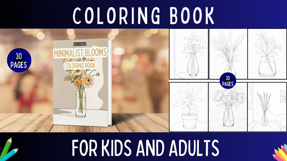 Minimalist Blooms Coloring Book: Clean and Simple Floral Pages for ...