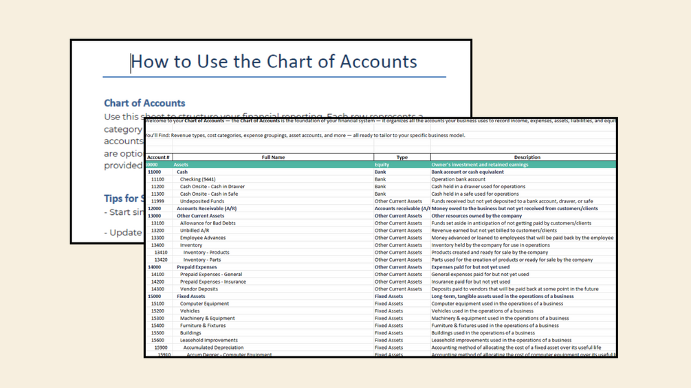 Chart of Accounts Template – Clean, Simple, Fully Customizable