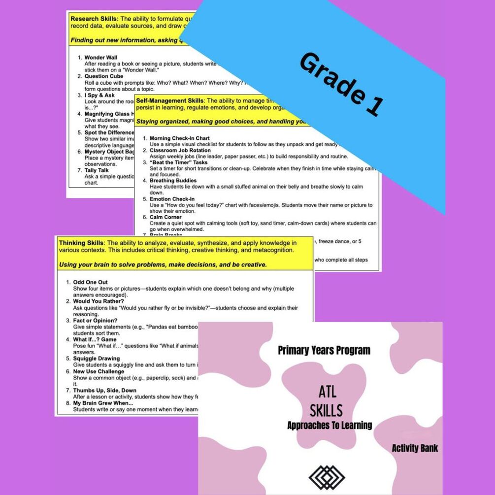 Grade 1: Easy Activity Ideas to Teach ATL Skills