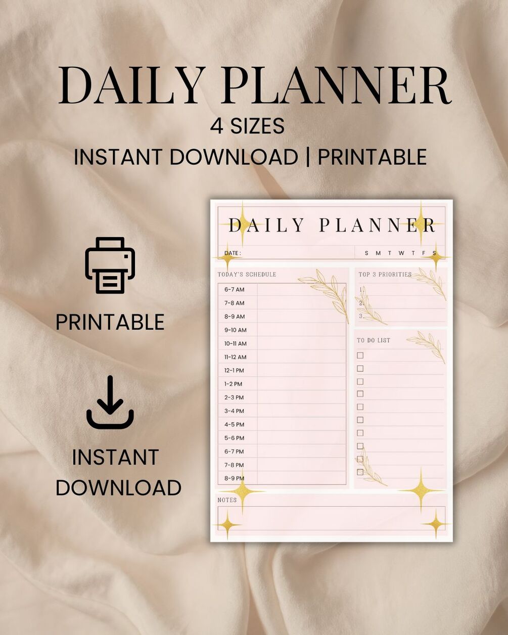 Minimalist Daily Planner Template | Printable Planner for Productivity ...