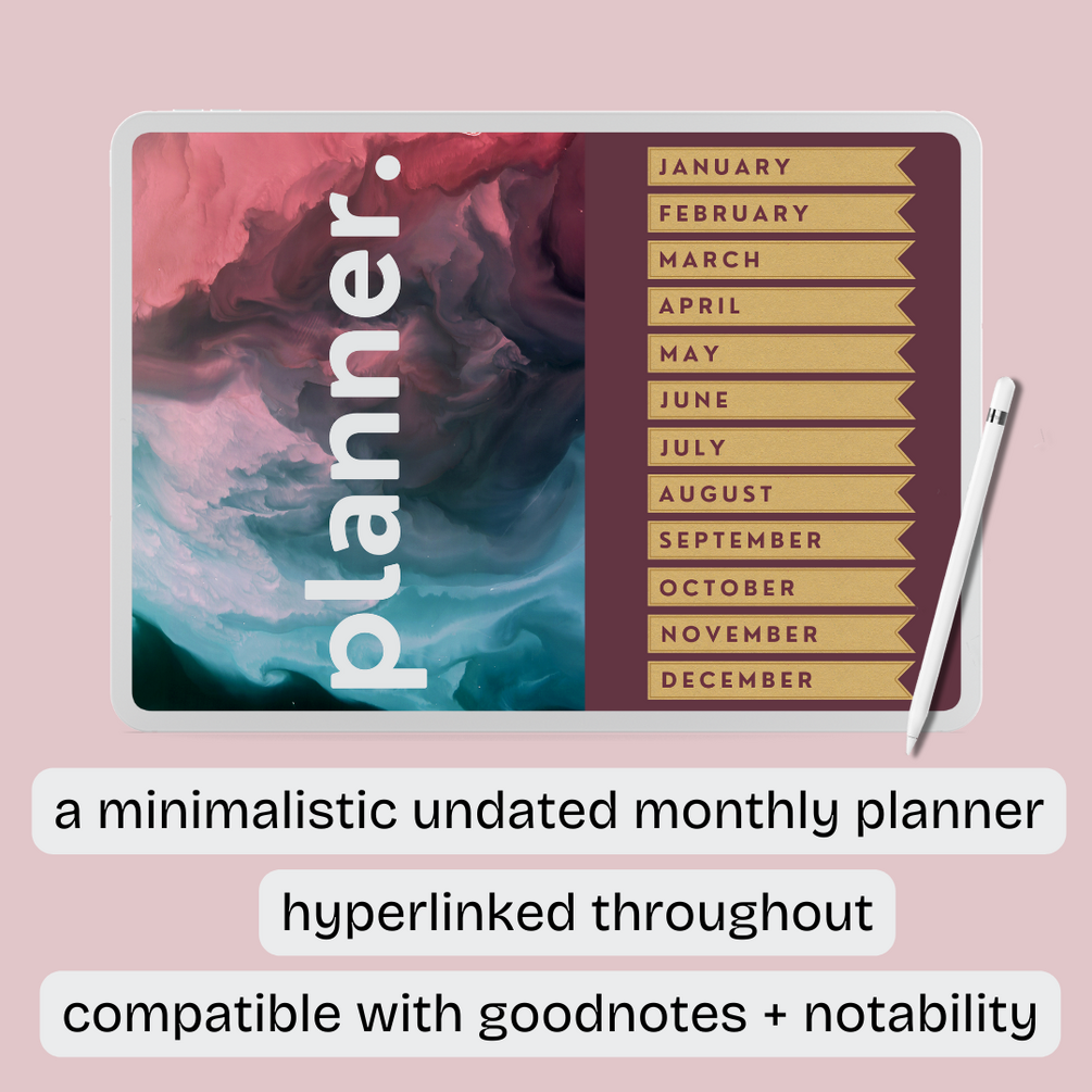 Undated Monthly Planner, Digital Planner for iPad and Goodnotes ...