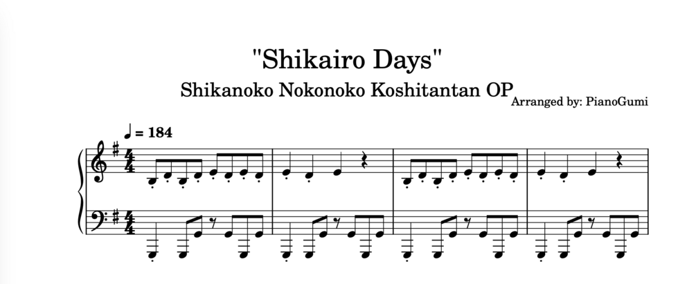 Shikanoko Nokonoko Koshitantan OP - "Shikairo Days" - INTERMEDIATE ...