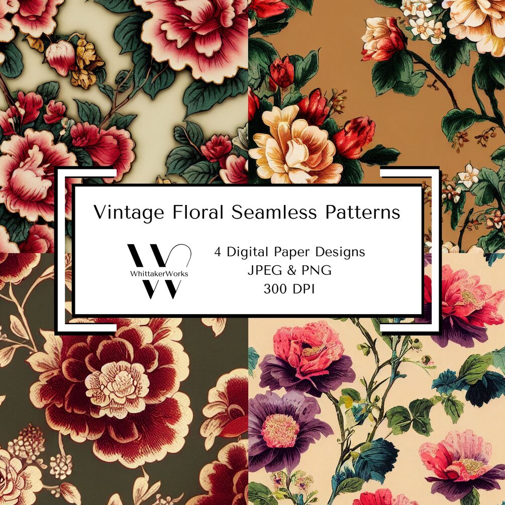 Vintage Floral Seamless Pattern / Digital Paper Set