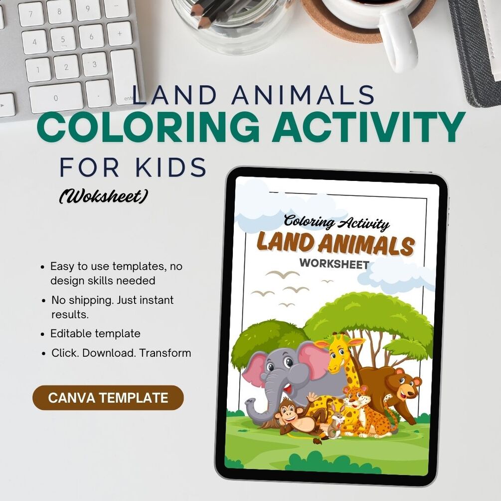 Land Animals Coloring Activity Worksheet