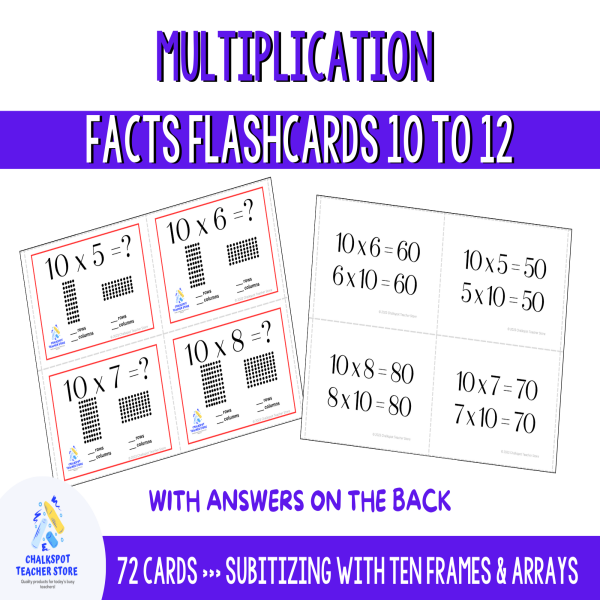 Multiplication Facts 1-12 Flashcards Bundle: Arrays, Factors, & More