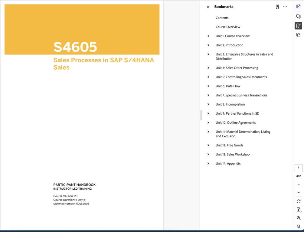 Sales Processing in SAP S/4HANA Sales S4605 col23