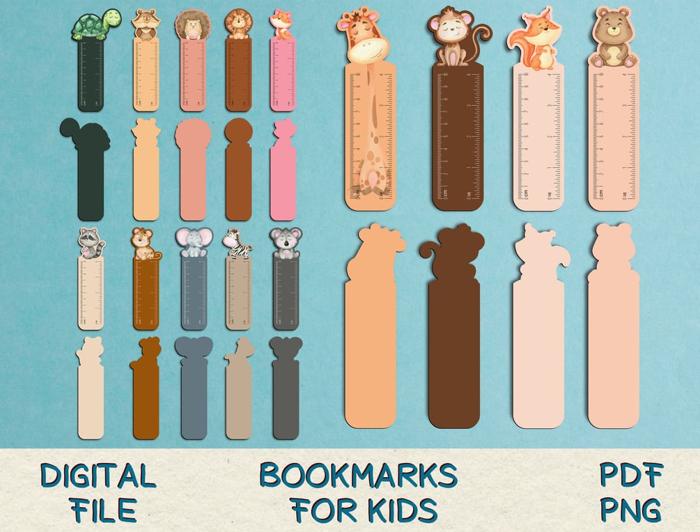 Wild Bookmarks PNG Bundle, 12 File Bookmark, Wild Theme Bookmarks ...