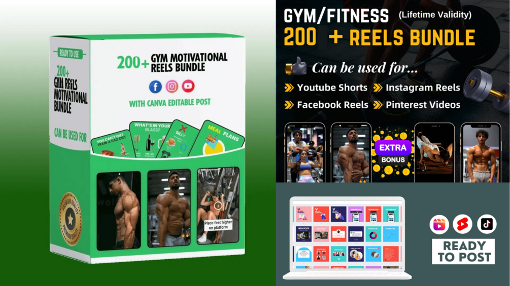 FREE !!! 200+ HD Quality GYM Motivation Video Reels | Gain more ...