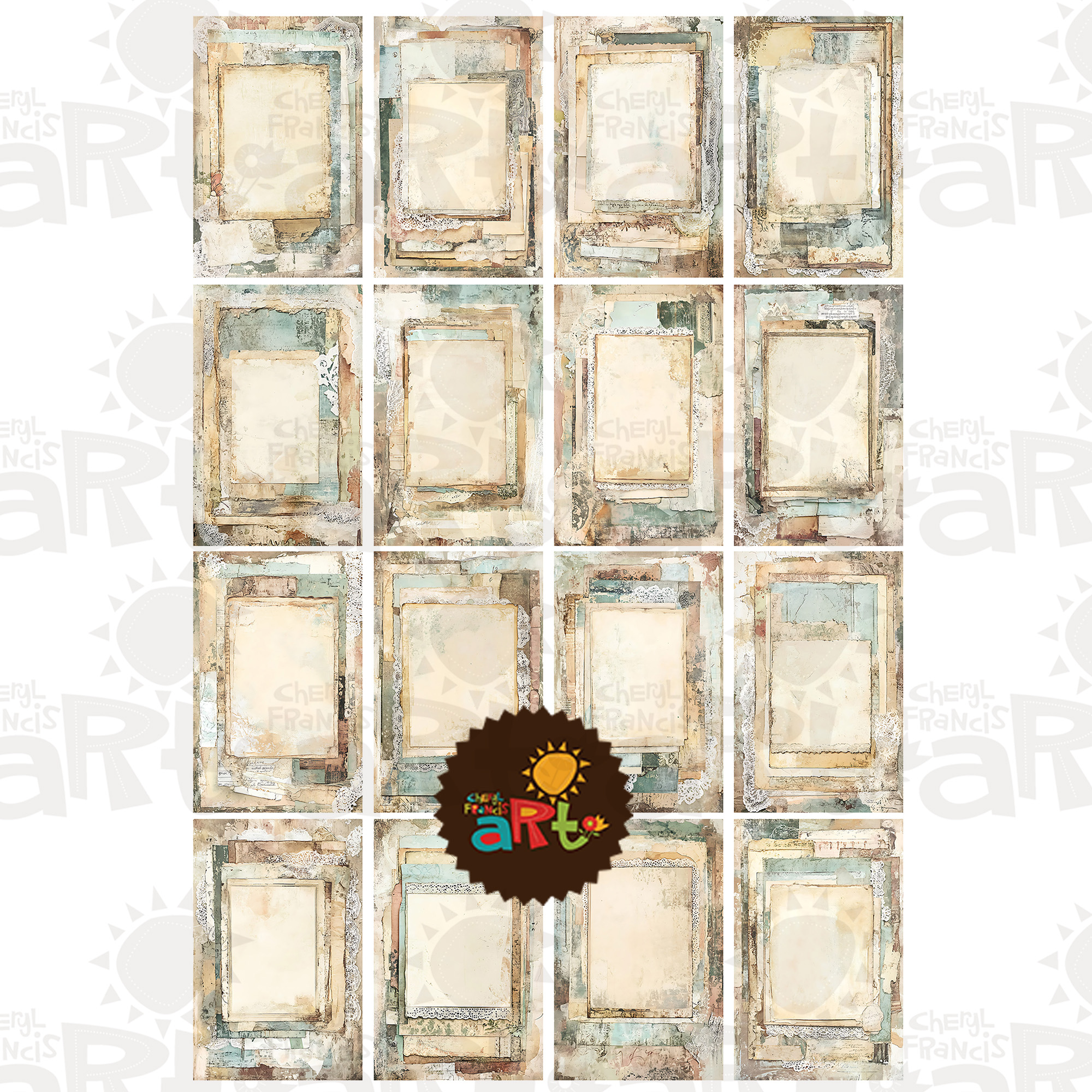 16 pc Style A Layers of Paper Blank Area Printable Junk Journal Half ...