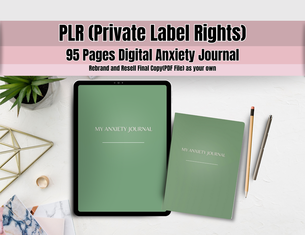 PLR 2025 ANXIETY JOURNAL with Resell Rights in Aesthetic Green Theme Color | GraphifyPH